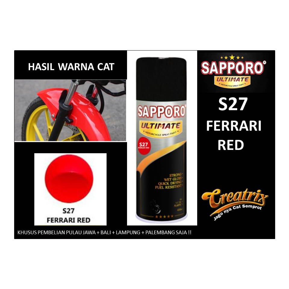 Jual Ultimate S27 Ferrari Red / Sapporo Spray / Pilok / Pylox | Shopee ...