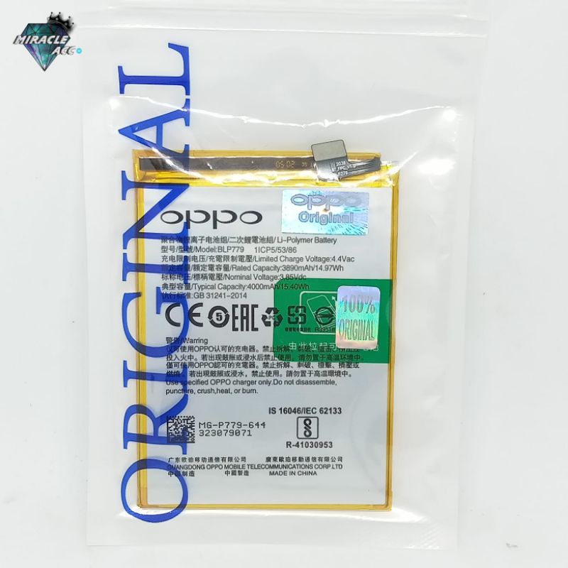 Jual Original 100% Baterai Oppo BLP779 / A92S / RENO 4F battery baterai hp | Shopee Indonesia