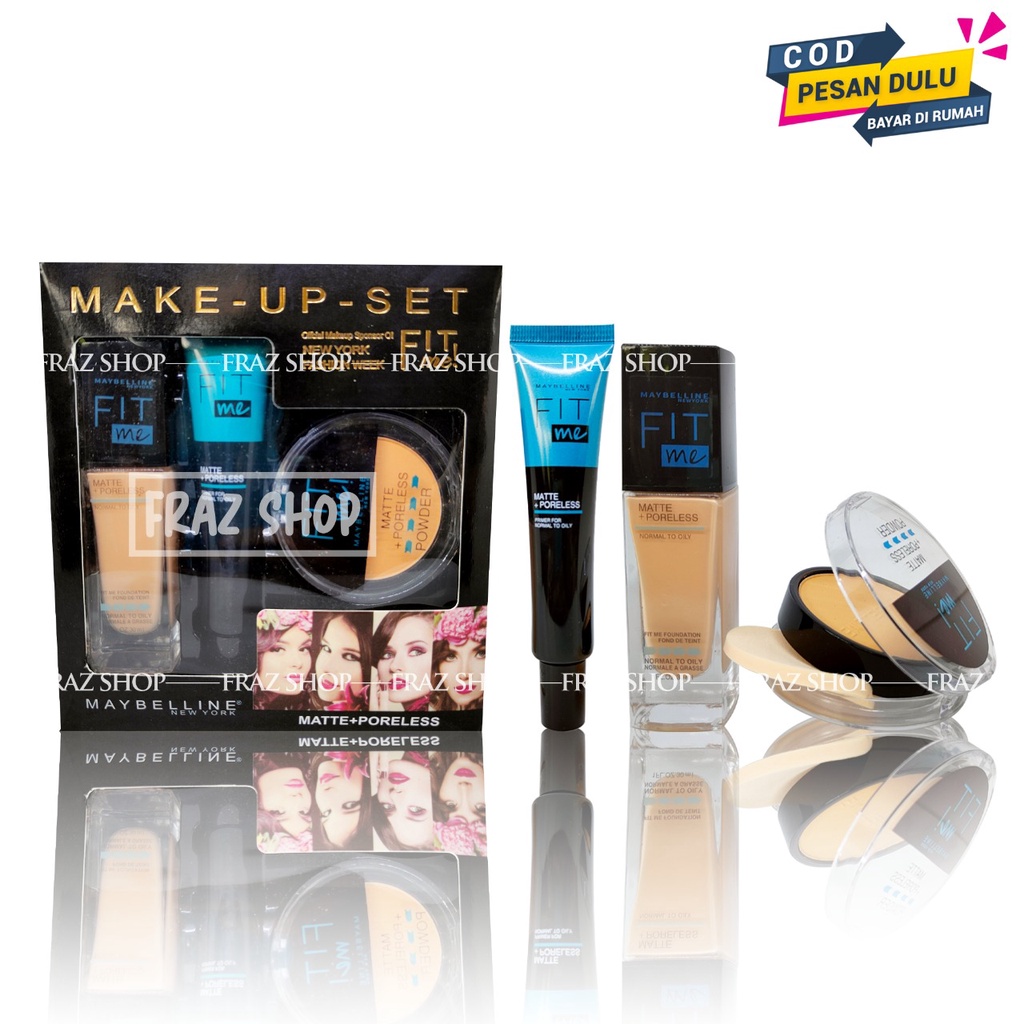 Jual Makeup Maybelline Fit Me New Matte Poreless 3in 1 ( Bedak ...