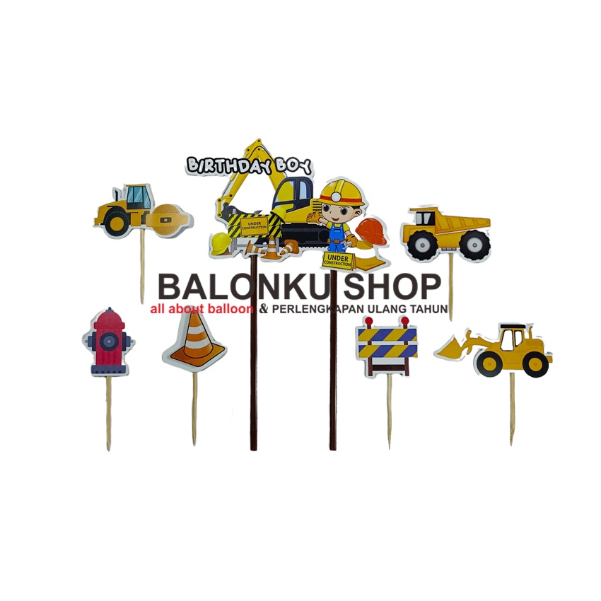 Jual Cake Topper Happy Birthday / Cake Topper Excavator / Hiasan Kue ...