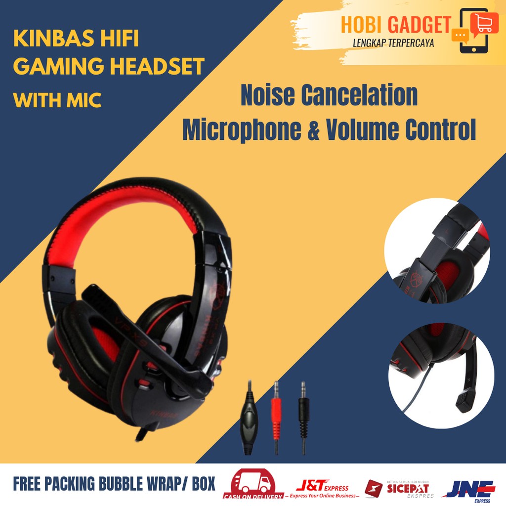 Jual KINBAS HiFi GAMING HEADSET WITH MICROPHONE MIC - VP-X9 NON RGB ...