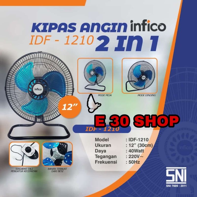 Jual Kipas Angin Besi 2 in 1 INFICO 12 Inch SWING Bisa Meja dan Dinding ...