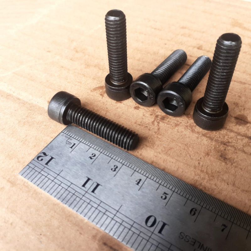 Jual BAUT L M8X30 BAJA M8 X 30 HITAM PANJANG 3CM KUNCI L6 L 6 HEX HEAD SOCKET SCREW FULL DRAT ...