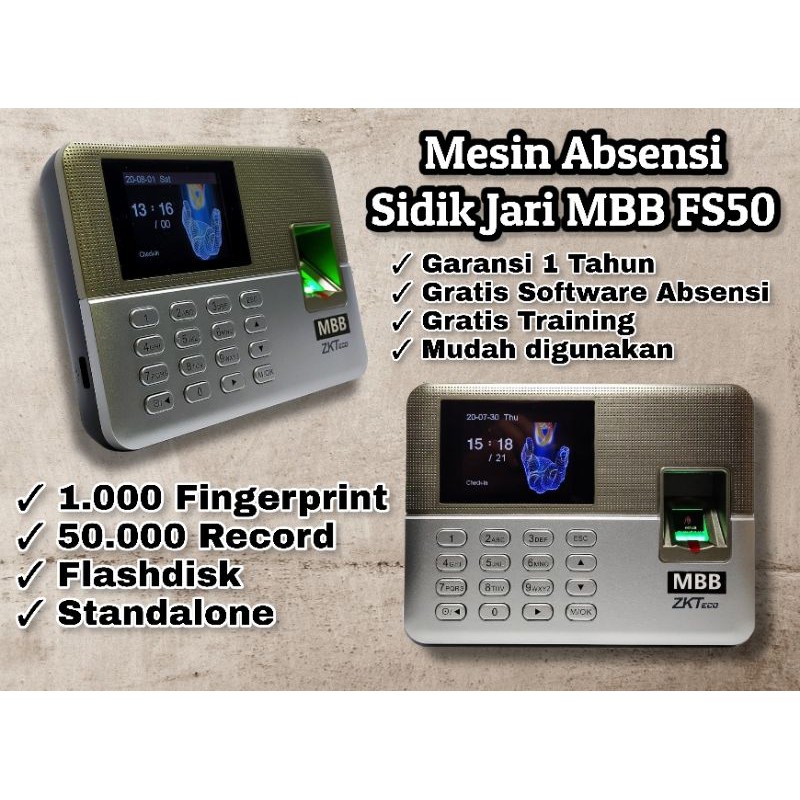 Jual TERMURAH ORIGINAL 1000% Fingerprint MBB FS50 Mesin Absensi Sidik ...