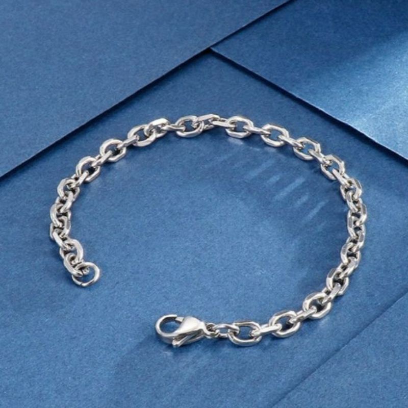 Jual GELANG RANTAI TITANIUM PRIA WANITA ANTI KARAT WARNA SILVER GOLD ...