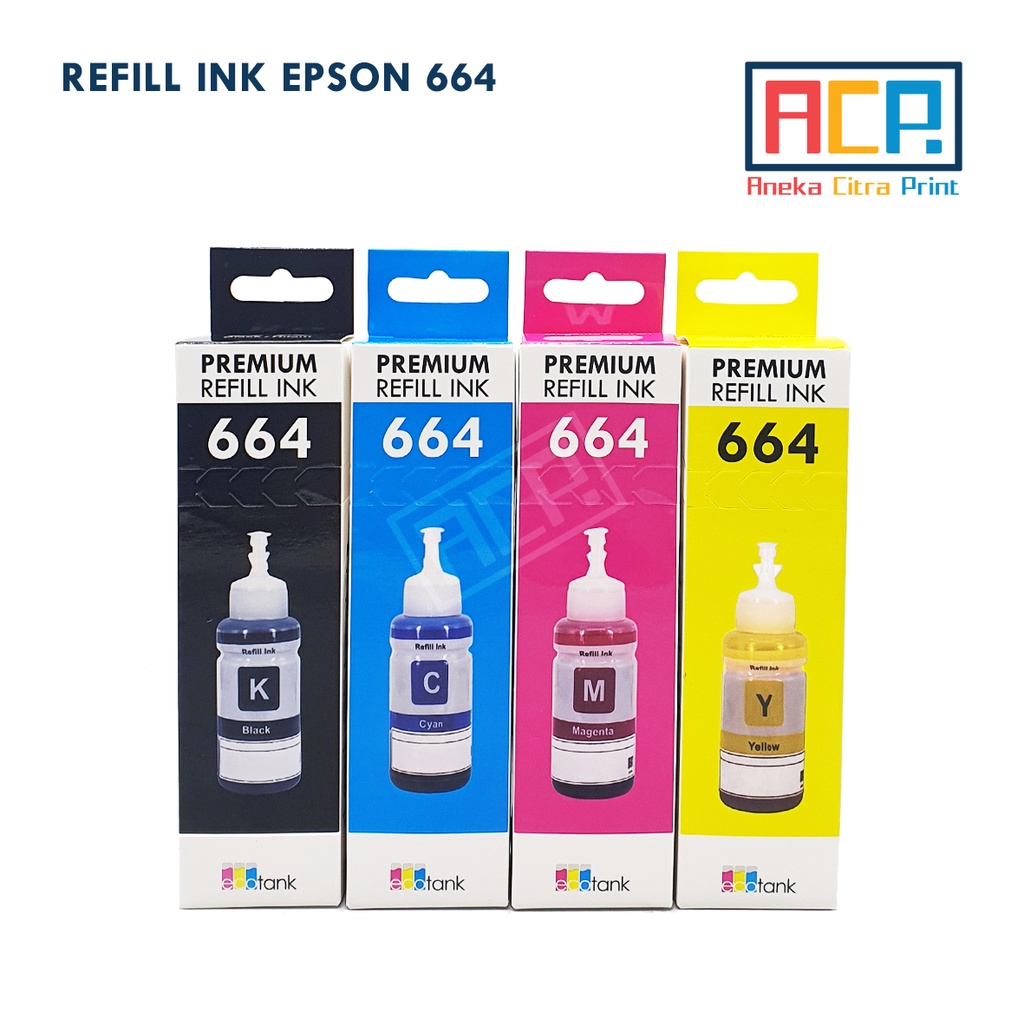 Jual ACP Premium Refill Ink 664 Set - Tinta Dye L121 L120 L210 L220 ...