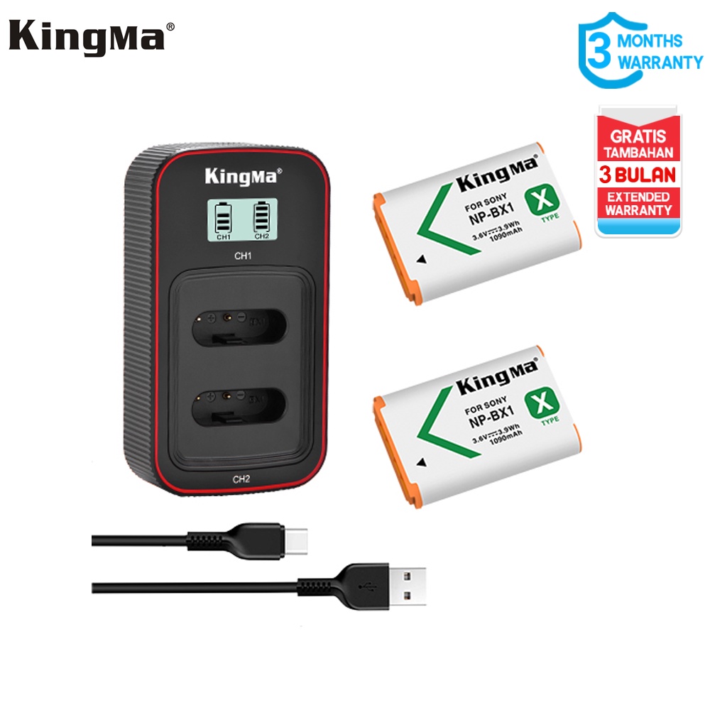 Jual KINGMA Battery Sony NP-BX1 2-Pack with Dual Charger - Lcd Display ...