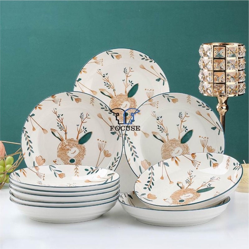 Jual PIRING KERAMIK 8 INCH DEER FOOD PLATE PIRING MAKAN VARIASI MOTIF ...
