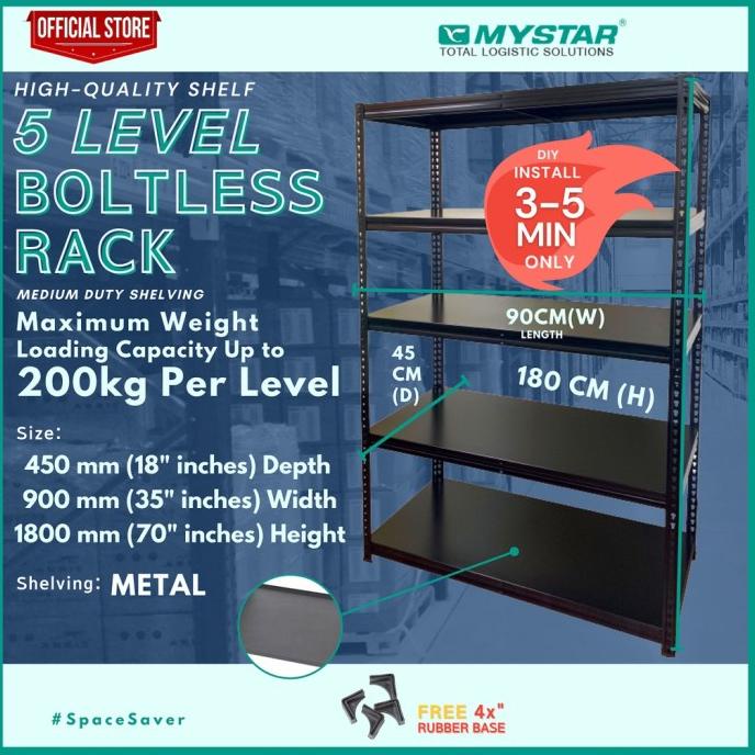 Jual Mystar Boltless Rack Metal Shelf 45 X 90 X 180 Cm 5 Susun | Rak ...