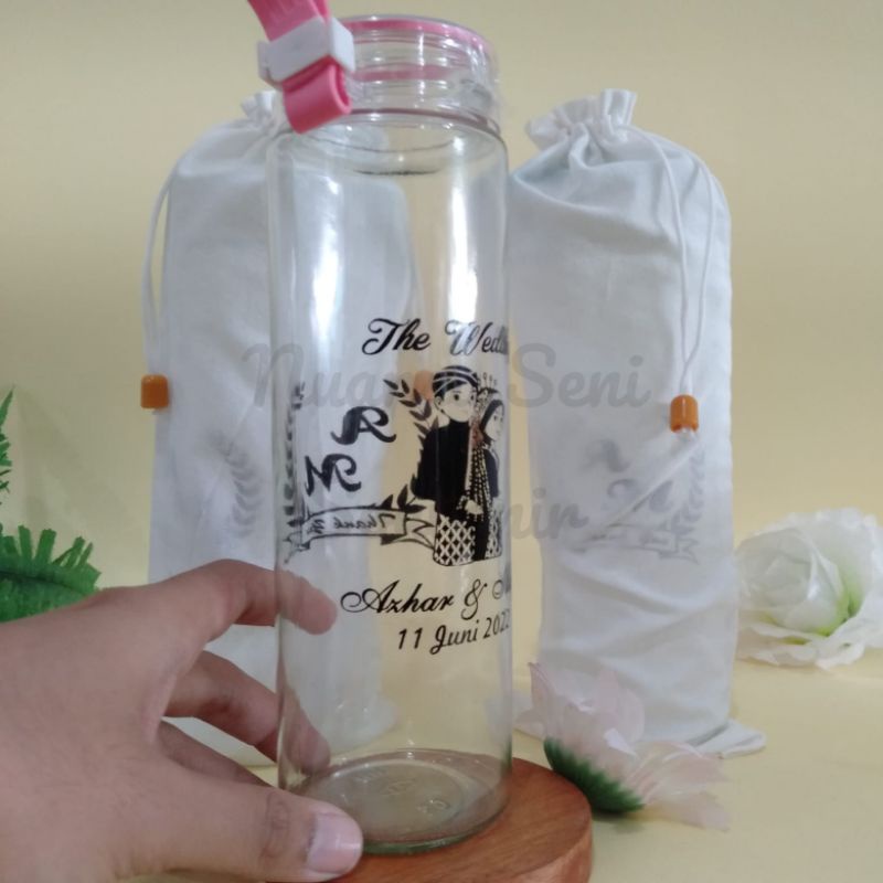 Jual Souvenir Pernikahan Botol Tumbler Kaca Botol Minum Slim Bening ...