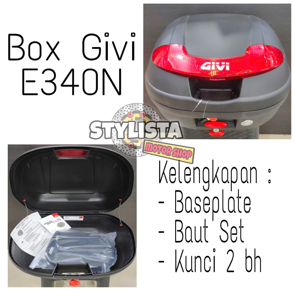 Jual Box GIVI E340N E340 N Hitam Doff Mika Merah tanpa Lampu A334 | Shopee Indonesia