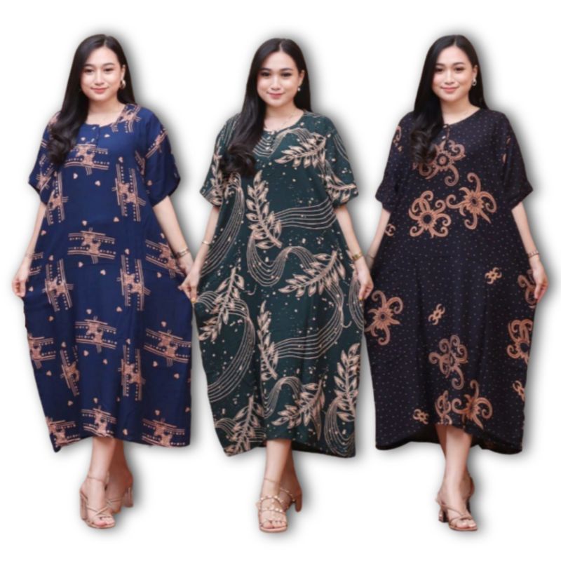 Jual DASTER Rayon Kencana Ungu Batik - Daster Jumbo Lengan Pendek Busui ...