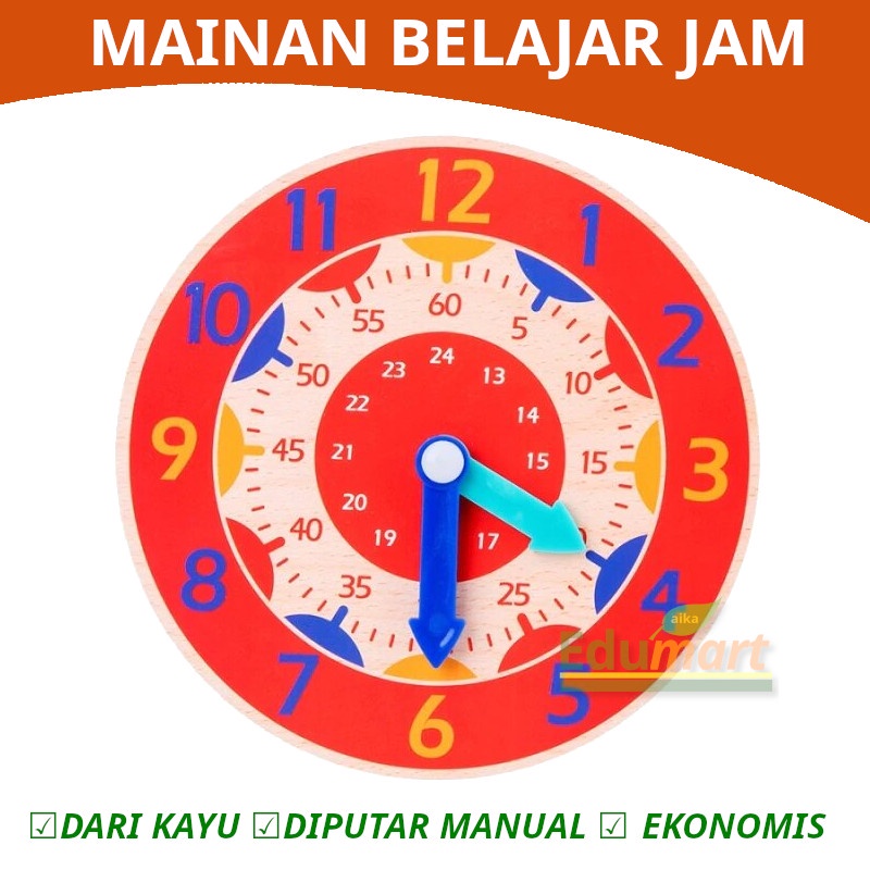 Jual Mainan Belajar Jam Kayu Mini Edukasi Edukatif Anak Membaca Waktu ...