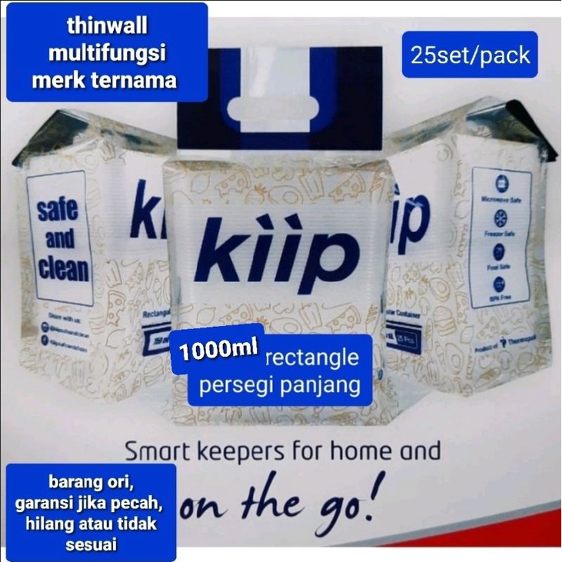 Jual #ECR# thinwall kiip 1000ml persegipanjang/rectangular. 25pcs/pack ...