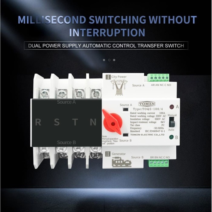 Jual Wow Ats 3 Phase 100A 4P 380V Automatic Transfer Switch Solar Cell ...