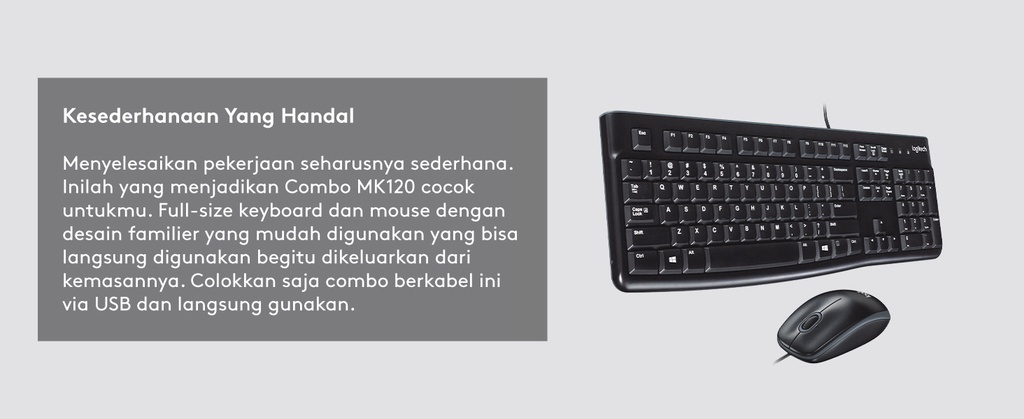 Jual Logitech MK120 Combo Keyboard dan Mouse Kabel USB | Shopee Indonesia