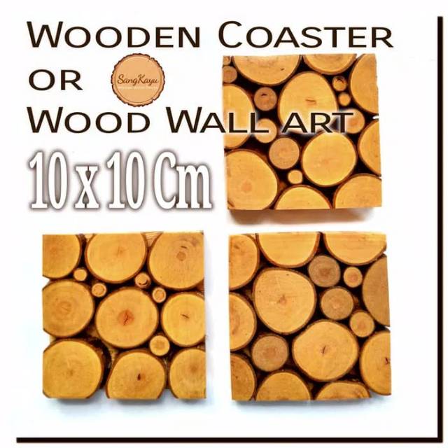 Jual Wooden coaster/Wood Wall art 10x10 cm bisa untuk tatakan atau ...