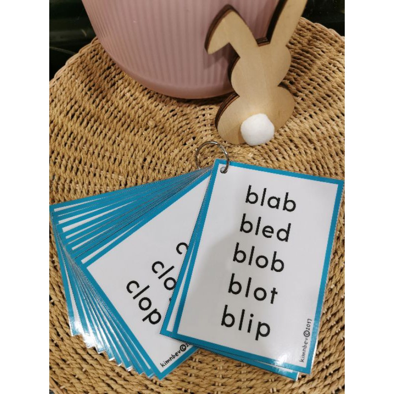 Jual Kim n Bev | Blends Word Lists montessori blue series reading cards ...