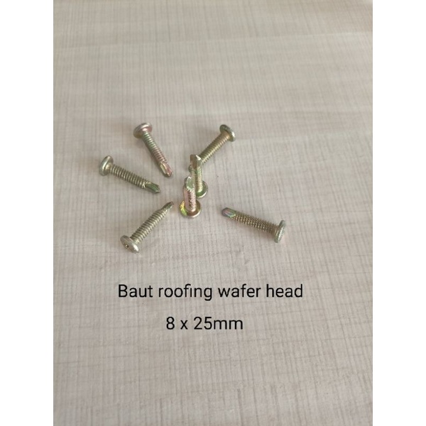 Jual 50pcs@Baut skrup wafer head m8 x 25mm/baut roofing sds wafer head ...