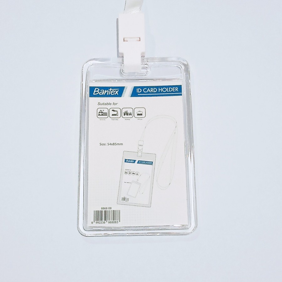 Jual ID Card Holder Transparent Potrait + Lanyard Bantex 8868 | Shopee ...