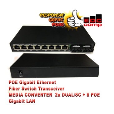 Jual Media Converter 2 FO 8 LAN Gigabit POE | Ethernet Fiber Switch 2 SC 8 LAN Gigabit POE ...