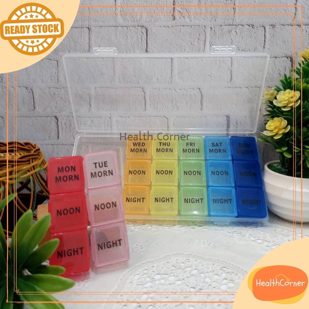 Jual Tempat Obat / Kotak Obat Harian 21 Divider / Penyimpanan Obat Per ...