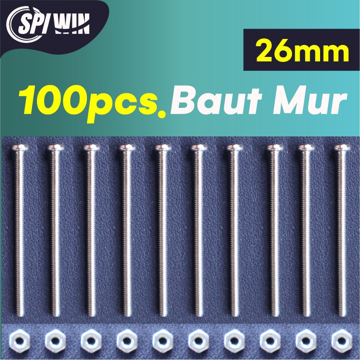 Jual TIANG BAUT TAMIYA 26MM 100PCS 45MUR 55 BAUT TAMIYA 4WD DRAT 2MM ...