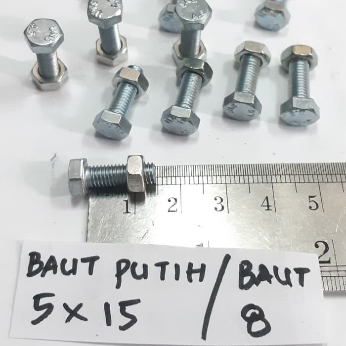 Jual Baut Putih M5 x 15 / Baut 5x15 Kunci Baut 8 per 10 pcs | Shopee ...