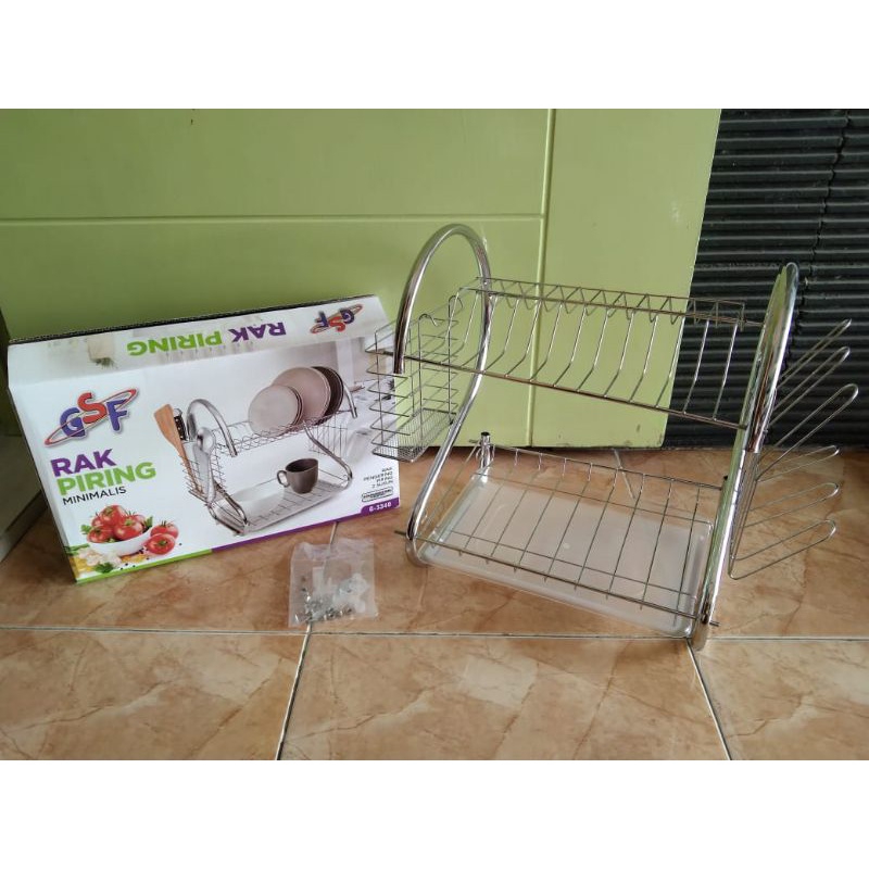 Jual Rak Piring Minimalis Stainless 2 Susun GSF G-3340 | Shopee Indonesia