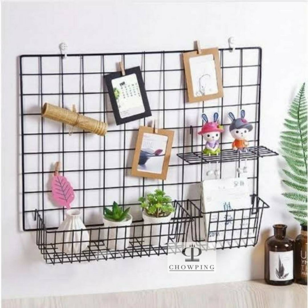 Jual Hijang 52x35 cm Wire Mesh Grid Wall Hiasan Dinding Memo Foto ...