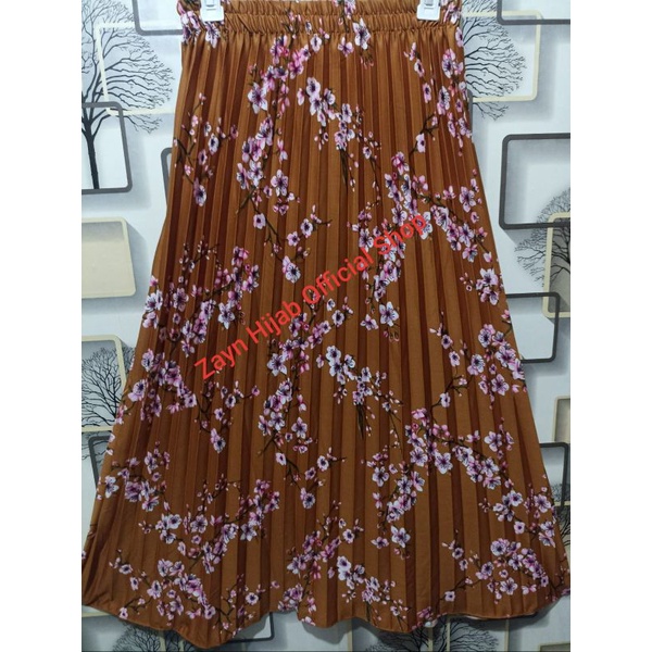 Jual Rok Plisket Motif Bunga Premium / Rok Plisket Motif Bunga Lily ...