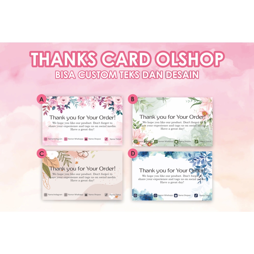 Jual Kartu Ucapan terima kasih - Thanks Card - Gift Card - Thank you card - Kartu ucapan custom ...