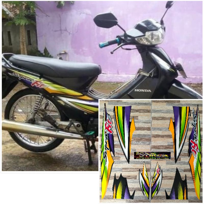 Jual striping original Honda Supra fit hitam strip hijau tahun 2003 ...