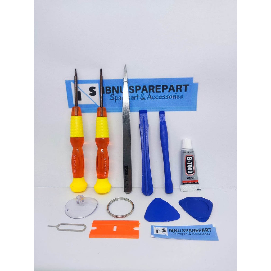 Jual Obeng Set Reparasi 10 in 1 / 8 in 1 + Lem B7000 3 ML Bening Bisa ...