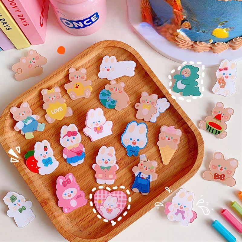 Jual pin bros akrilik cute bentuk kelinci dan beruang | Shopee Indonesia
