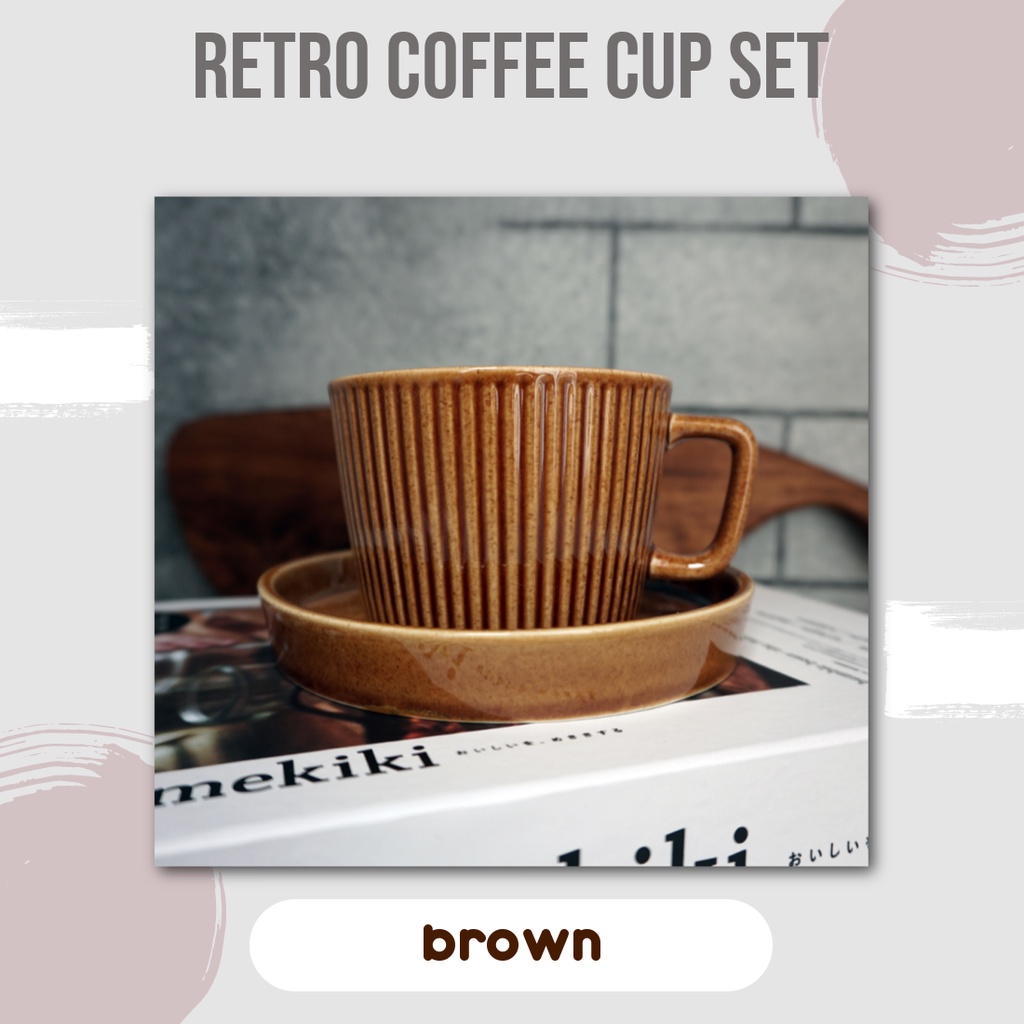 Jual Retro Cofee Cup Set / set cangkir kopi aesthetic | Shopee Indonesia