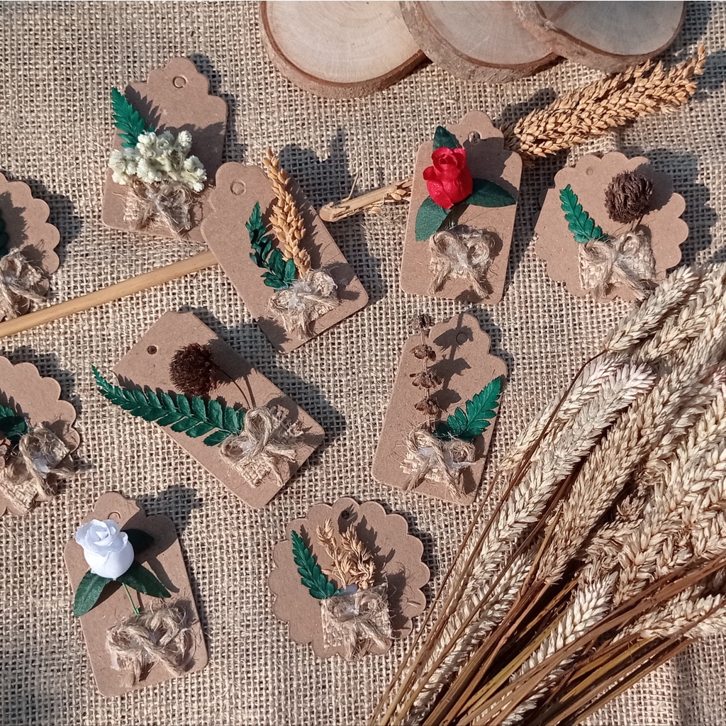 Jual Hang tag Rustic Kartu Ucapan Gantung dengan bunga kering cantik ...