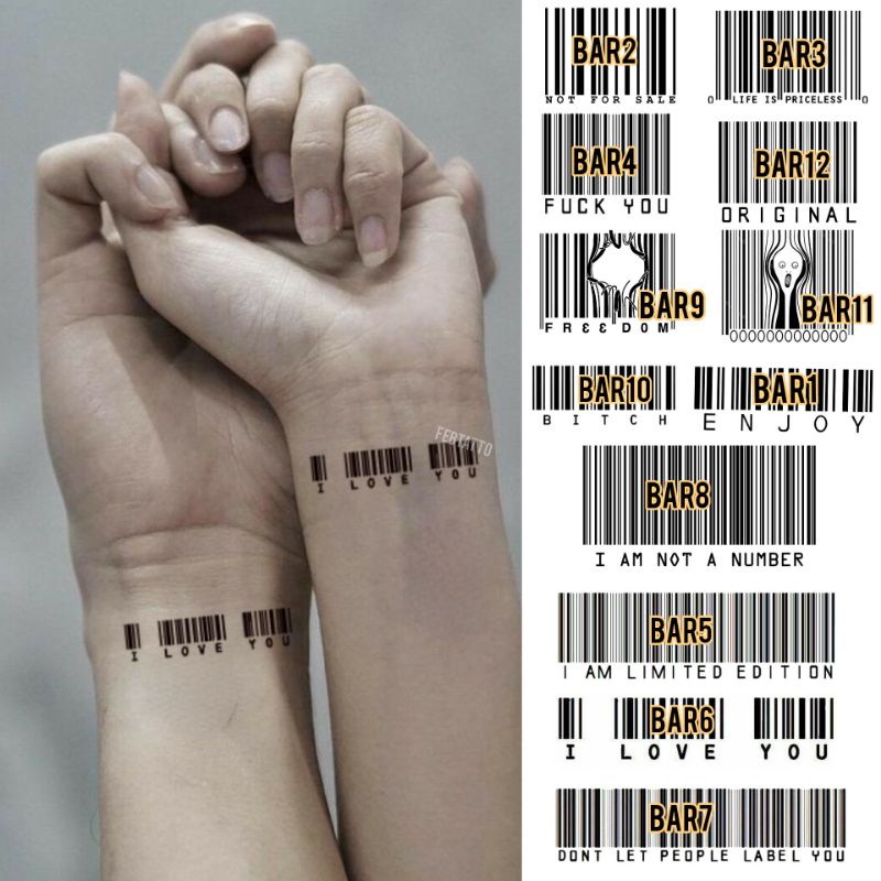 Jual Tato Temporer Tato Barcode Tato Tato teks Tato minimalis Tato ...