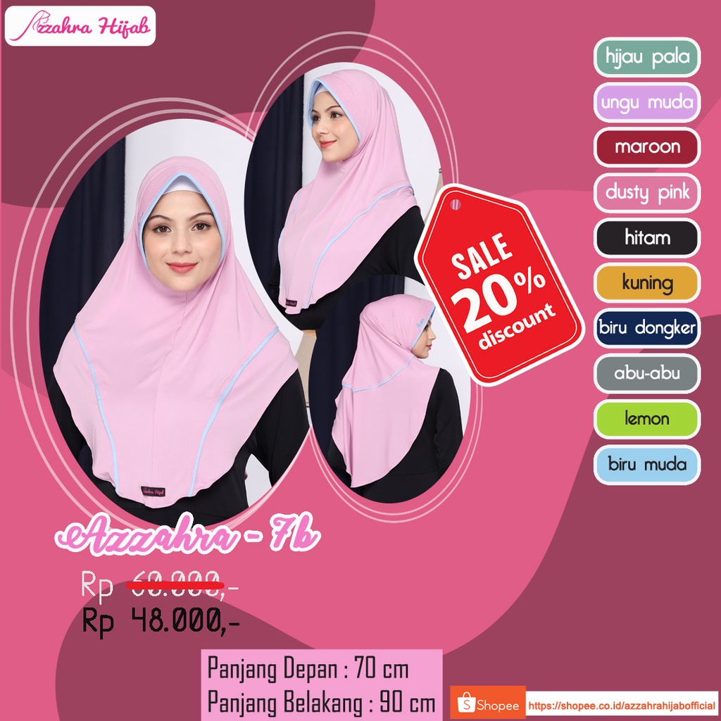 Jual Jilbab Instan Jersey - Hijab Ped Lis AZZAHRA-07B | Shopee Indonesia