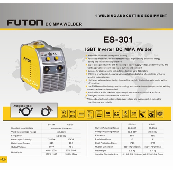 Jual FUTON Mesin Las Travo Trafo Las ES 301 Inverter MMA Waterproof ...