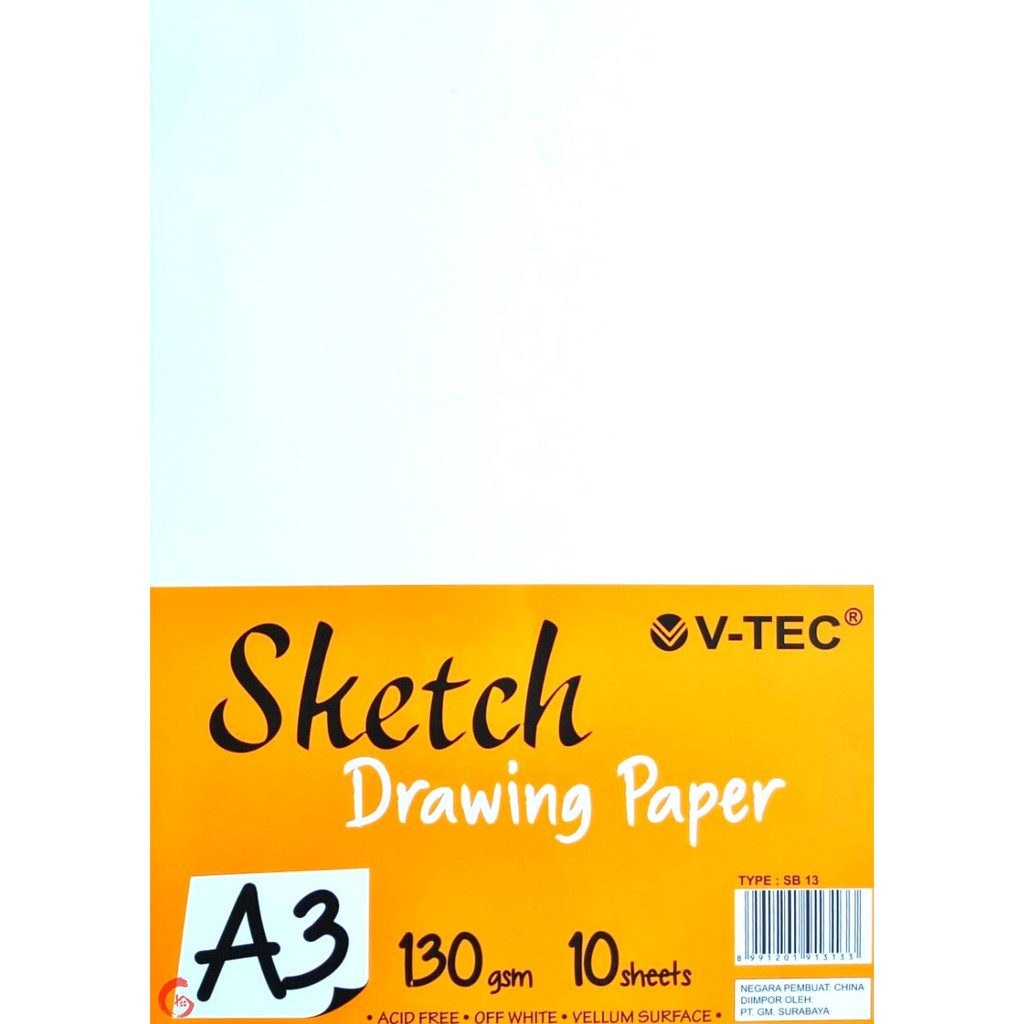 Jual V-TEC SKETCH DRAWING PAPER A3 - KERTAS GAMBAR A3 130GSM | Shopee ...
