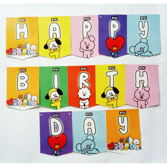 Jual Banner happy birthday karakter BTS BT21 banner ulang tahun BT21 ...