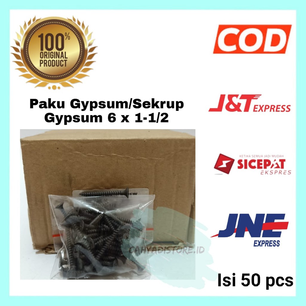 Jual [Isi 50 pcs] Paku Gypsum/Sekrup Gypsum/Fix Drywall hitam 6 x 1-1/2 ...