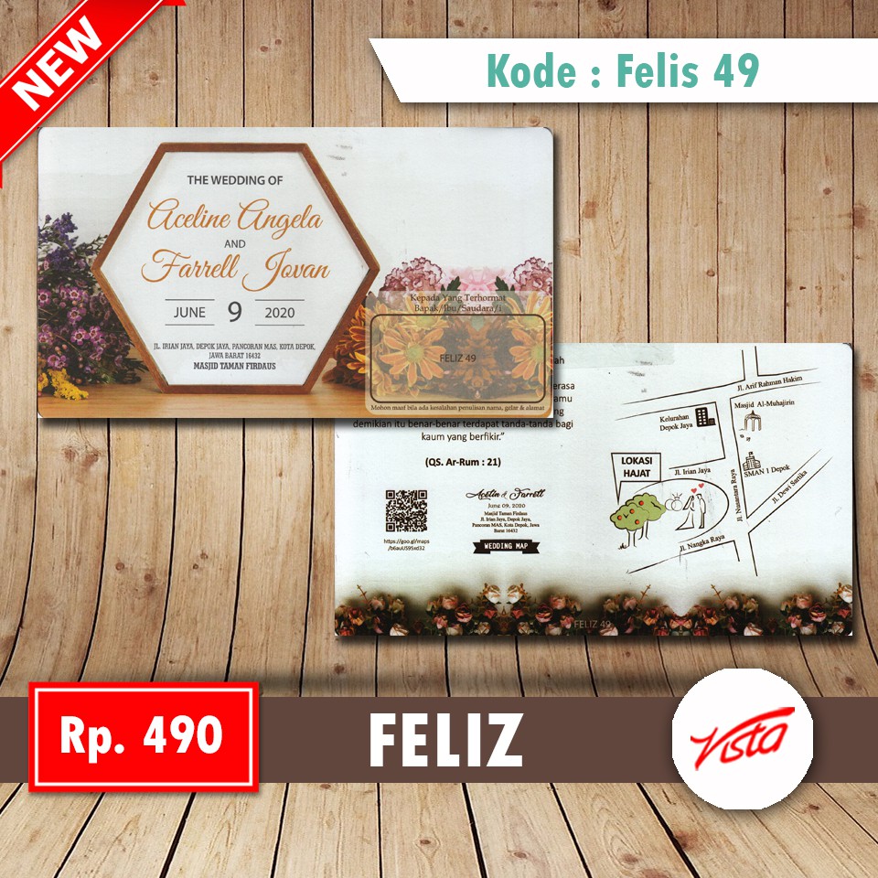 Jual Undangan pernikahan blangko feliz 49 nikah wedding simple DIY ...