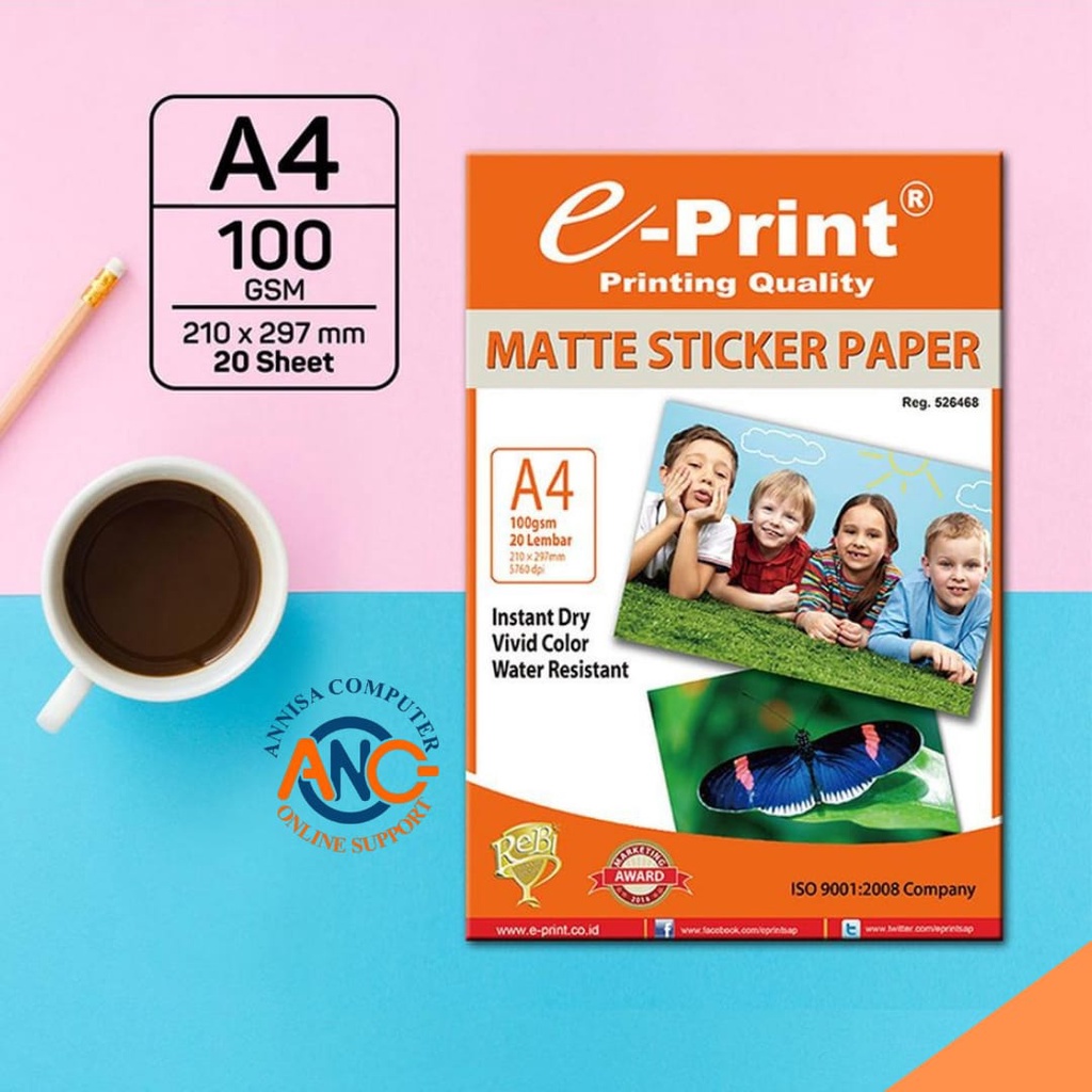 Jual Kertas Foto e-Print Sticker Matte / Paper A4 100 gsm | Shopee ...