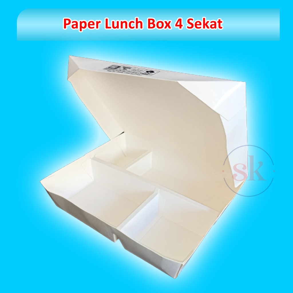 Jual ( 50pcs) Paper Lunch Box 4 / 5 Sekat Kotak Makan Kertas Kraft ...