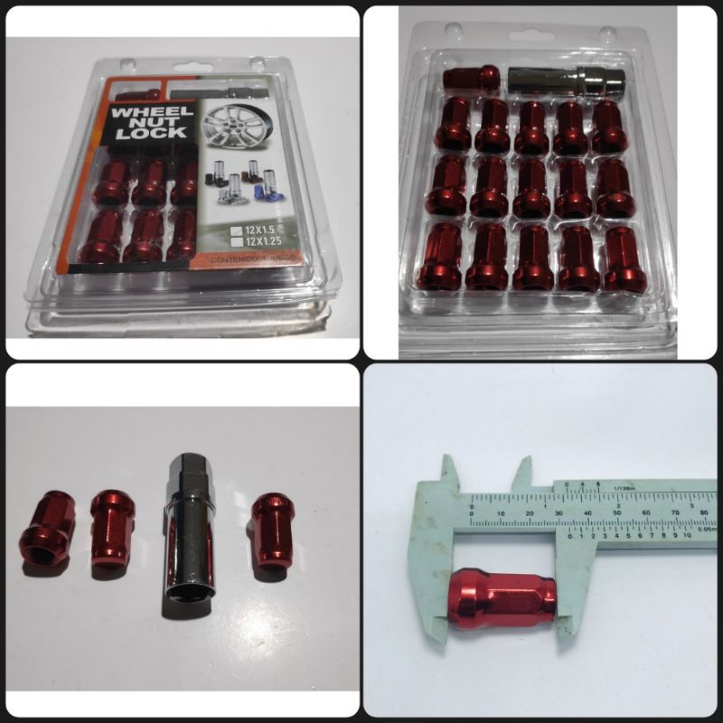 Jual Mur roda racing MAX GUARD warna ukuran 12 x 1.5 [Merah] 16 + 1 Pcs ...