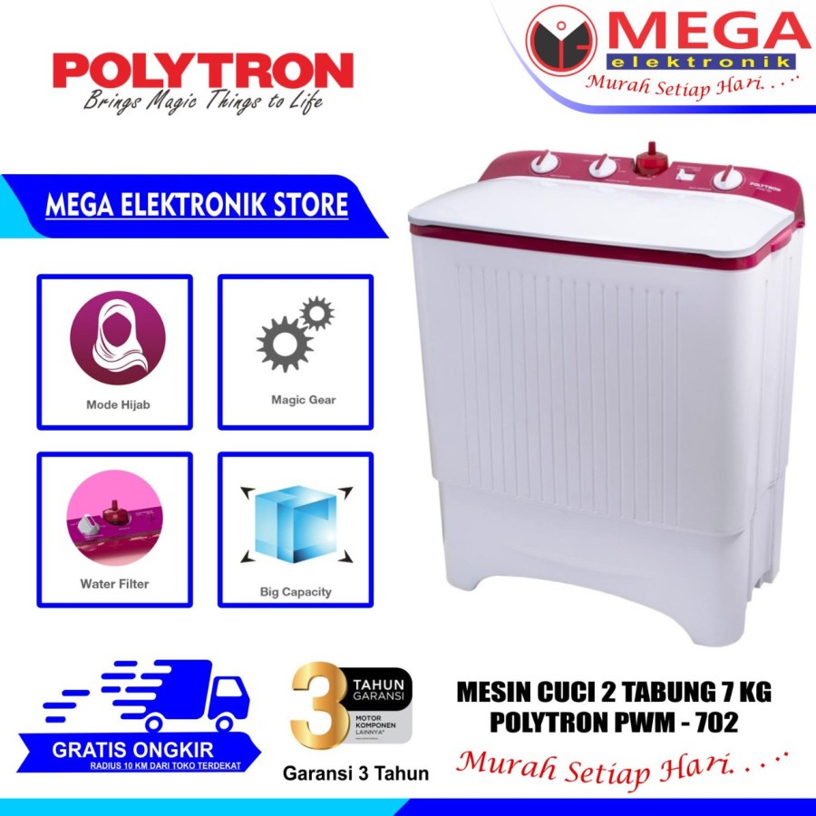 Jual MESIN CUCI POLYTRON 2 TABUNG 7KG PWM-702 / PWM 702 MURAH ...