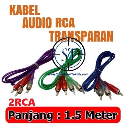 Jual Kabel 2R2 1.5M 2 Rca to 2 Rca Transparan Connector Konektor ...