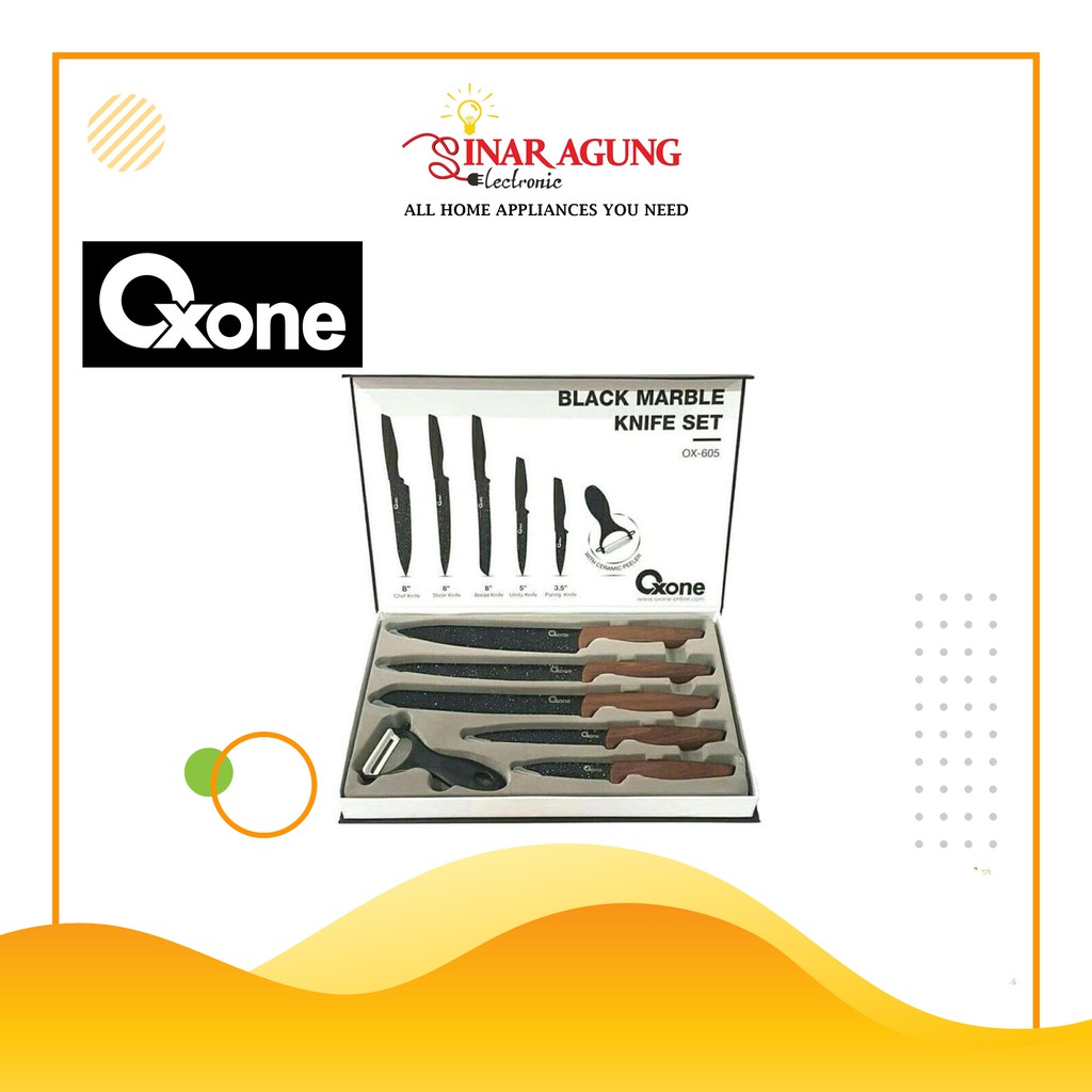Jual Pisau Oxone Black Marble Knife Set ox-605 pisau set [100% ORIGINAL] | Shopee Indonesia